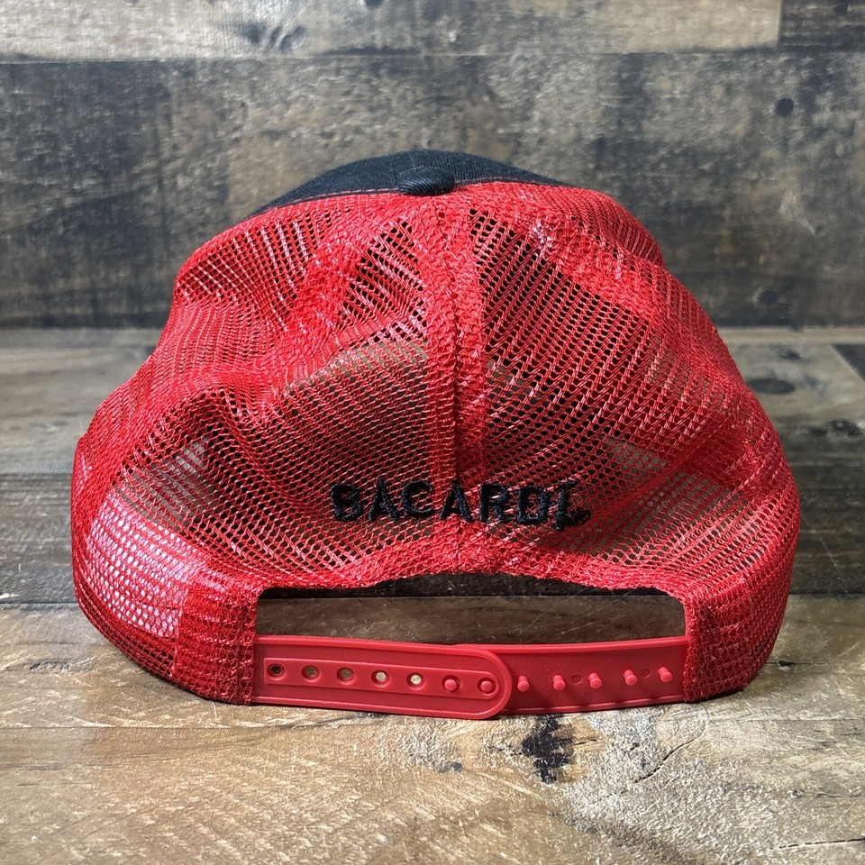 Bacardi Red & Black Bat Logo Snapback Mesh Hat Baseball Cap | eBay