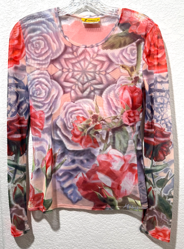 Yellowman Tattoo Y2K Sheer Mesh Top Shirt Sheer Size M Medium Fairy ...
