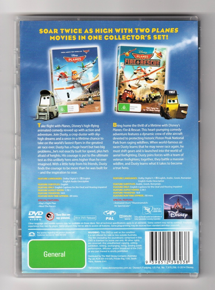 Planes / Planes: Fire & Rescue DVD Disney 2 Movie Pack 2-Disc Set ...