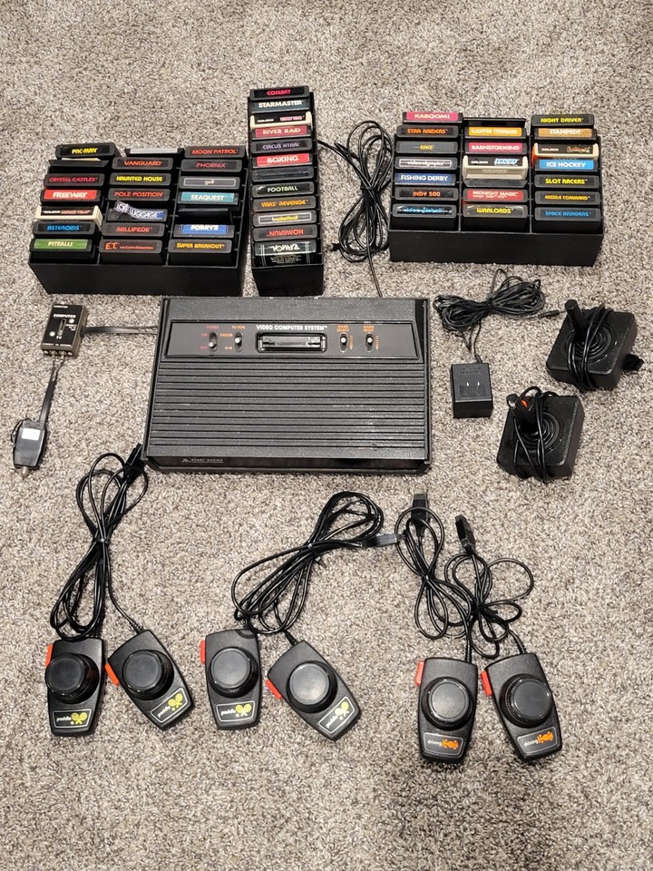 Orig. Atari 2600 Video Game System w/ 54 Games Joysticks Paddles Xtras ...
