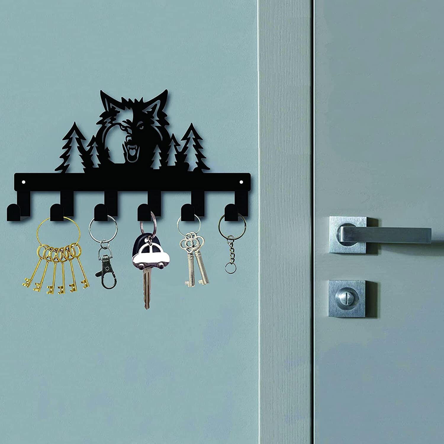 CREATCABIN Metal Key Holder Black Anima Key Hooks Wall Mount Hanger ...