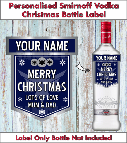 Personalised Smirnoff Vodka Bottle Label Christmas Any Occasion Gift ...