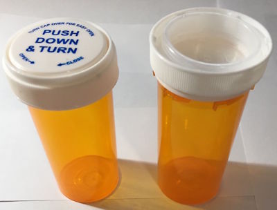 50 DUAL PURPOSE REVERSIBLE LID CAP PRESCRIPTION 13 DRAM AMBER VIALS ...
