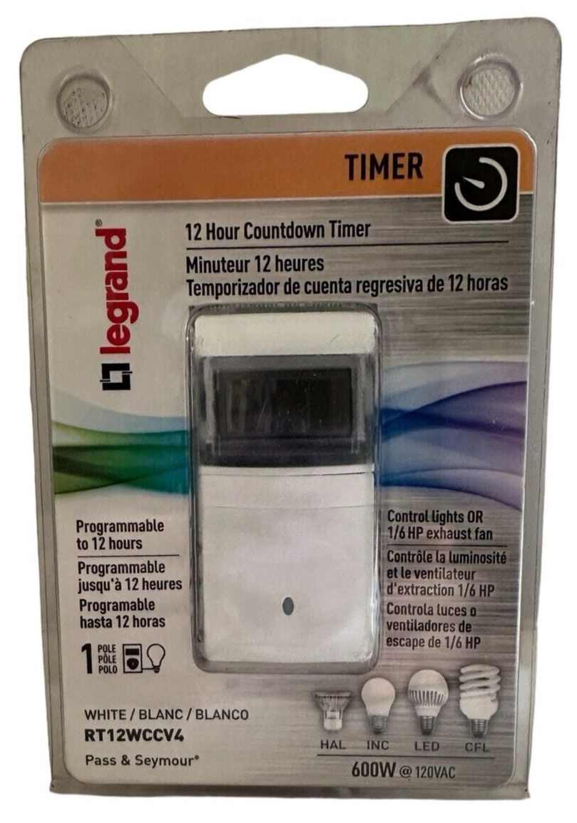 Legrand 12 Hour Countdown Timer Programmable 1 Pole White RT12WCCV4 8981 for sale online | eBay