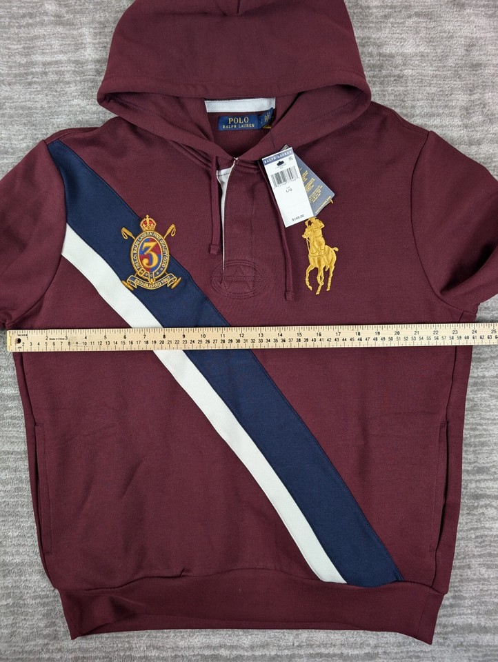 Polo Ralph Lauren Big Pony Fleece Rugby Hoodie NWT Size Large | eBay