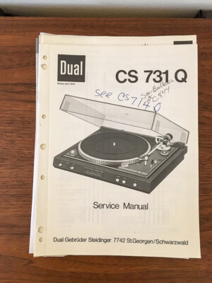 Dual CS 731Q 731-Q Turntable / Record Player Service Manual *Original ...