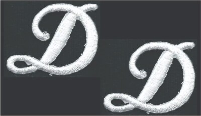 White Script Letter D Patch Embroidered Cut out Iron on (1 1/8") Lot of ...