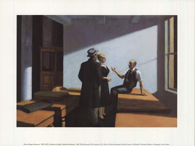 EDWARD HOPPER Conference at Night 12" x 15.75" Offset Lithograph 1993 ...