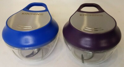 Kitchen HQ Hand Pull Cord Manual Mini Chopper 3 Cup 20oz Blue & Purple ...