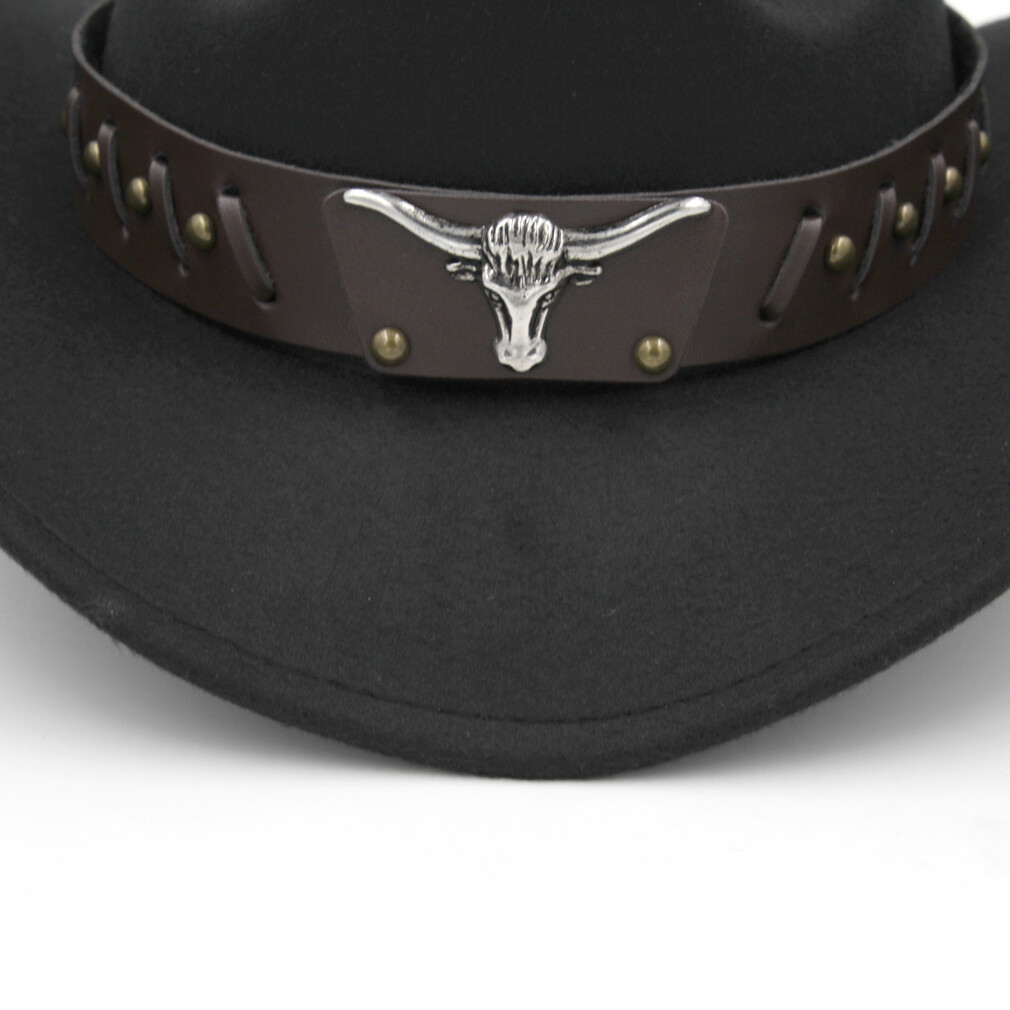 Wide Brim Western Cowboy Hat Cowgirl Cap Wool Blend Summer for Men ...