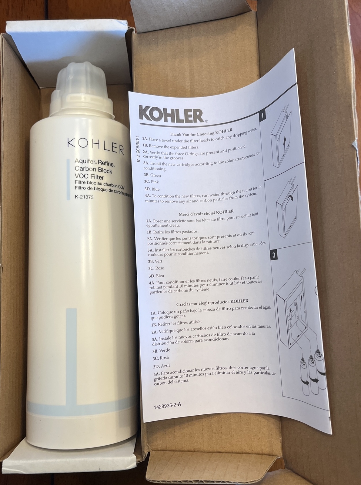 Kohler Aquifer Carbon Block Replacement Filter VOC Refine Cartridges K ...