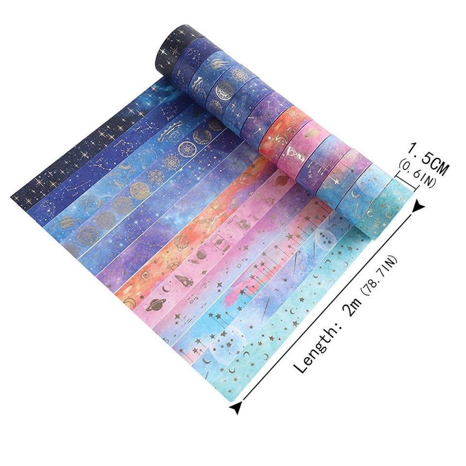 12 pcs Washi Galaxy Tape Set Decorative Masking Tape Scrapbook Tape ...