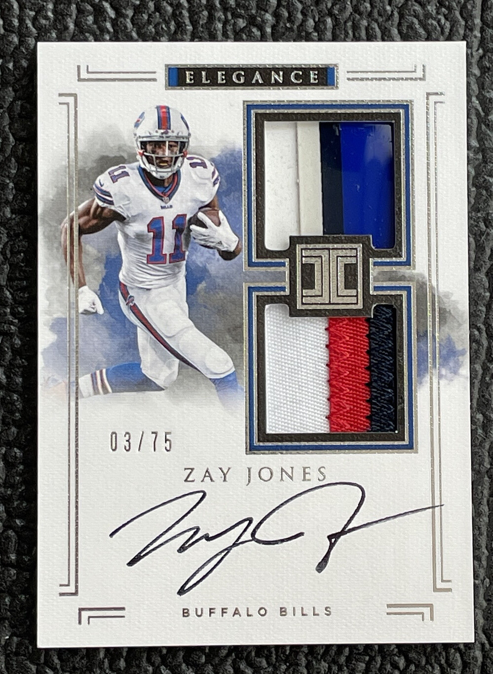 🔥ZAY JONES 2017 ELEGANCE 7 COLOR ROOKIE JERSEY HELMET ON CARD AUTOGRAPH ...