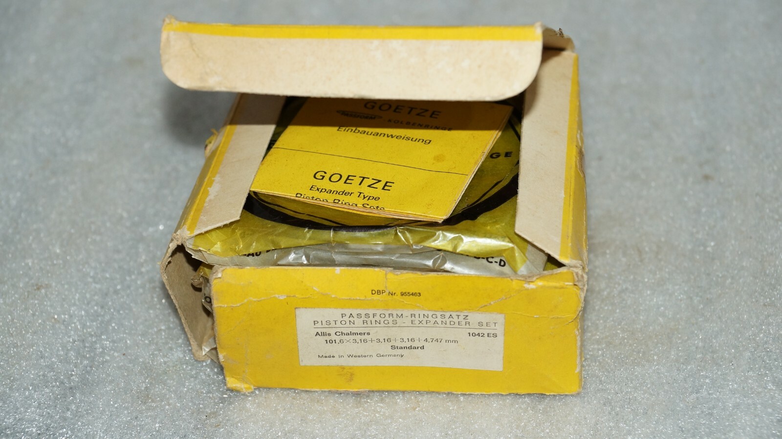 Genuine vintage Goetze standard piston rings set for Allis Chalmers ...