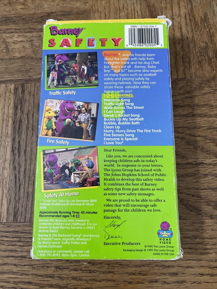 Barney Safety VHS-Rare Vintage-SHIPS N 24 HOURS 45986020055| eBay