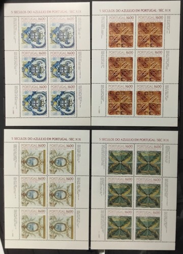 PORTUGAL #1593a-1596a. MINIATURE SHEETS. 18th CENTURY TILE DESIGNS. MNH ...