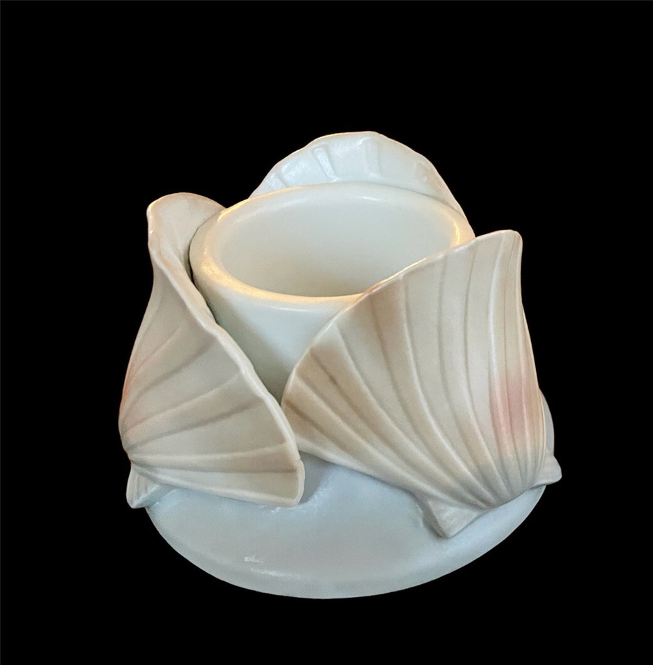 Vtg 1980s Shell Votive Candle Holder Clam Shape Pink Gray Cream ...