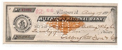 US Revenue Stamps - 1899 bank check revenue stamped paper RN-X7 (M43 ...