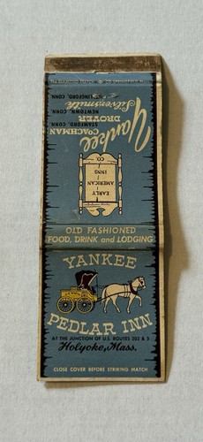 Yankee Pedlar Inn Holyoke Massachusetts Connecticut Vintage Matchbook ...