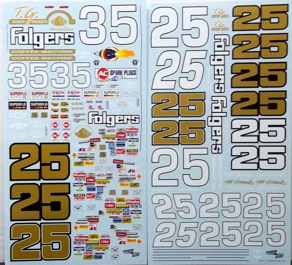 NASCAR DECAL #52 FOLGERS 1987 CHEVROLET MONTE CARLO JIMMY MEANS 1/24 ...