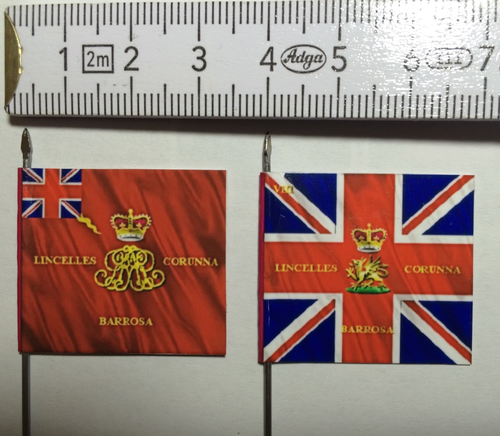 206) 2x 25/28mm British Napoleonic Flags Waterloo 3rd Batt 1st Regt ...
