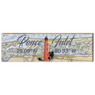 Ponce Inlet, Florida Map Sign Printed On Real Wood PON1-TOW6M-B-1 | eBay