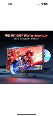 16.2 inch tv DVD Combo Small tv for Kitchen 1080P LCD Non Smart tv 12 ...