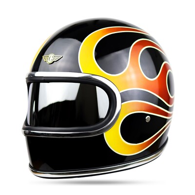 SALE ! FULL FACE VINTAGE CUSTOM HELMET ATLAS FLAME BOBBER CHOPPER ...