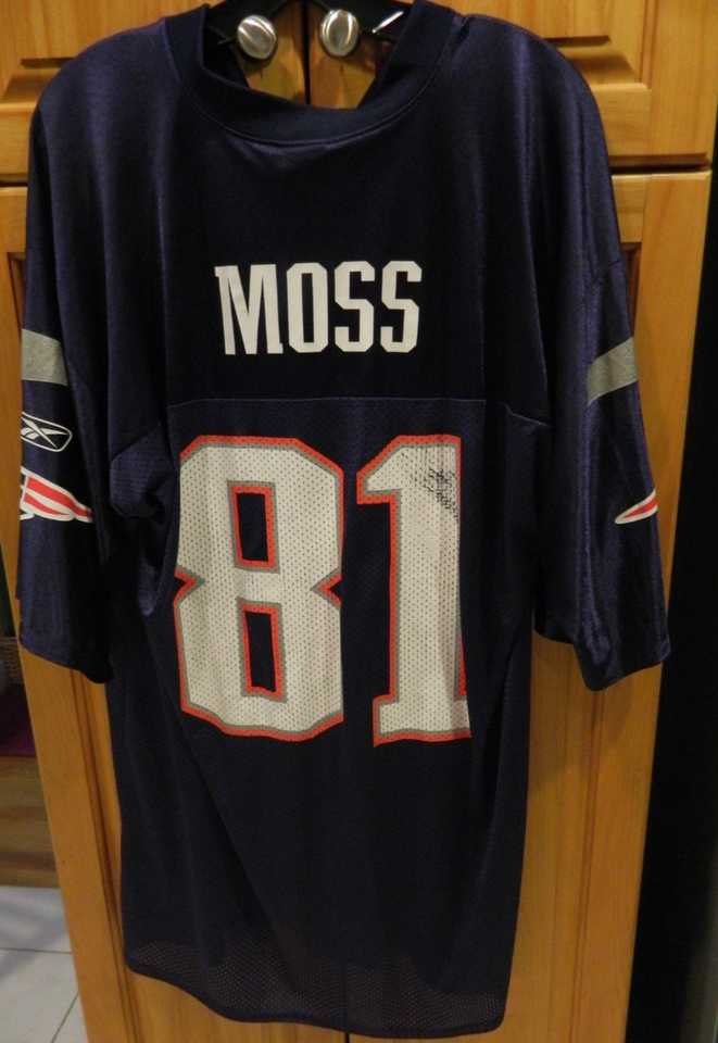 Reebok Men's Randy Moss NE Patriots Pats NFL Blue Football Jersey Large ...