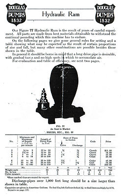 Douglas pump Hydraulic Ram manual booklet hit miss water catalog gas ...