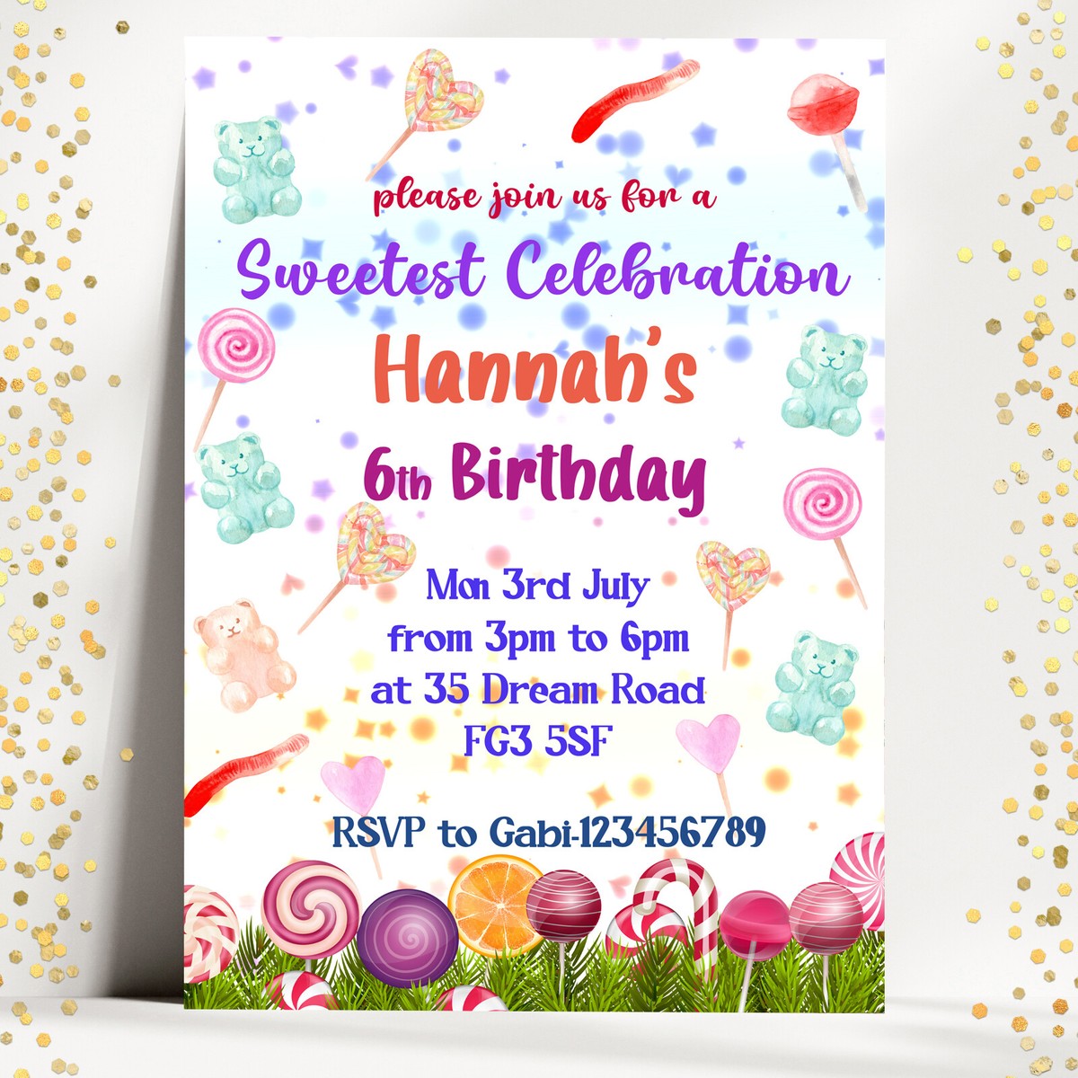 Candy Party Invitations LoaHak Sweets Candy Birthday Invitations,
