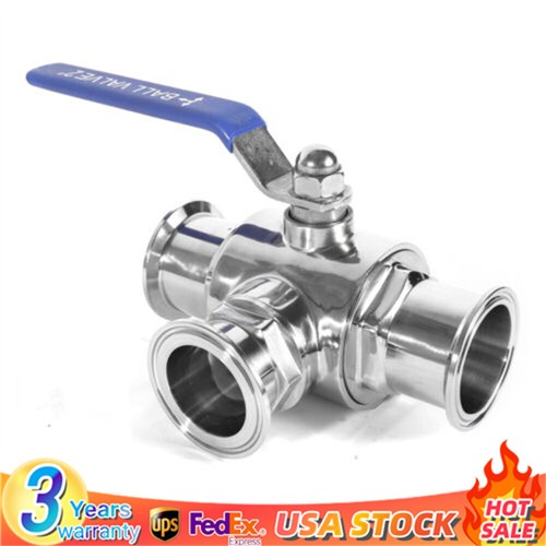 2" 3-Way Ball Valve 304 Stainless Steel Sanitary Valve Tri Clamp ...