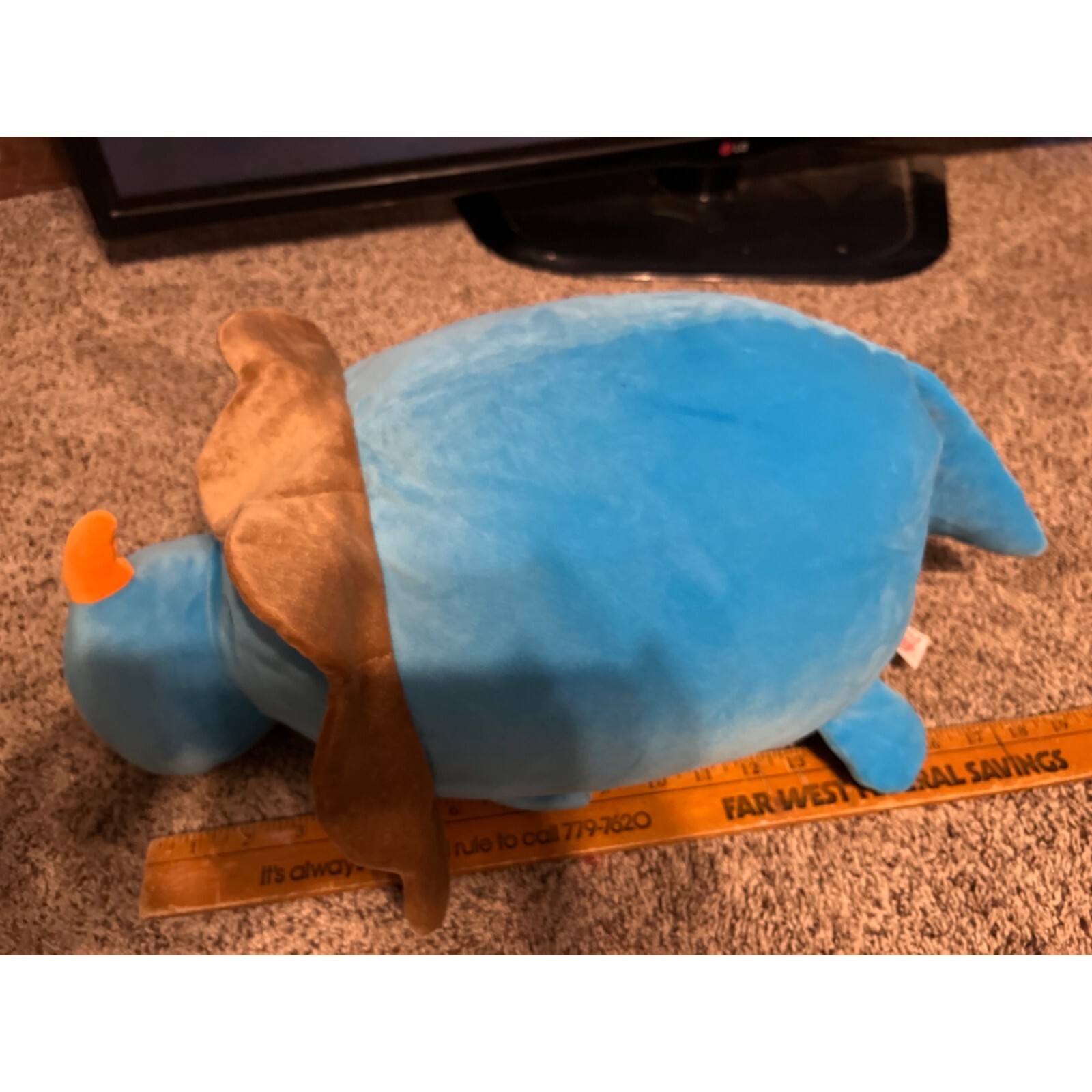 Linzy Smoochy Pals Triceratops 20 inches Blue Orange Brown Squishy Soft ...