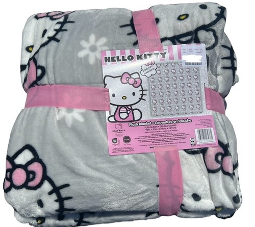 Hello Kitty Full Queen Gray Daisy Blanket Throw NEW RELEASE | eBay