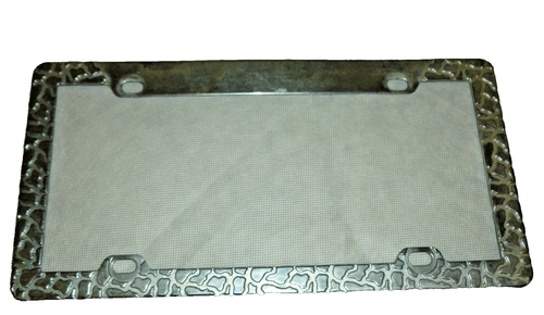 Vintage Quest Industries Metal License Plate Frame Pebbled Embossed | eBay