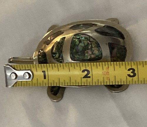 Vintage Alpaca Silver & Abalone Turtle Trinket Box Hinged Lid Handmade ...