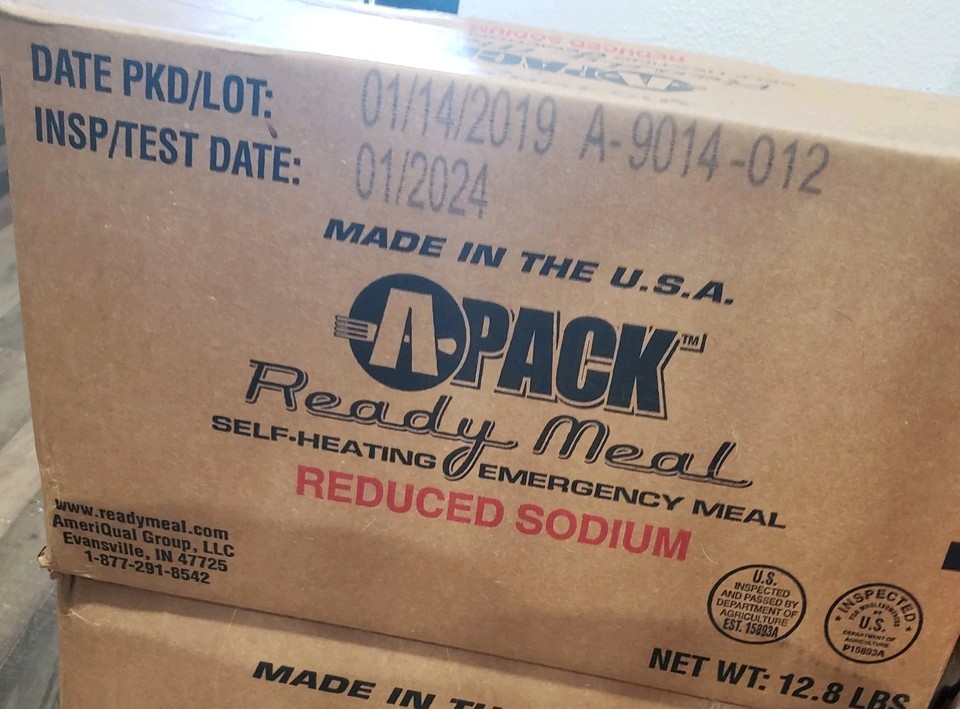 MRE A Pack Ready To Eat Case of 12 Meals INSP 1/2024 Box Reduced Sodium ...