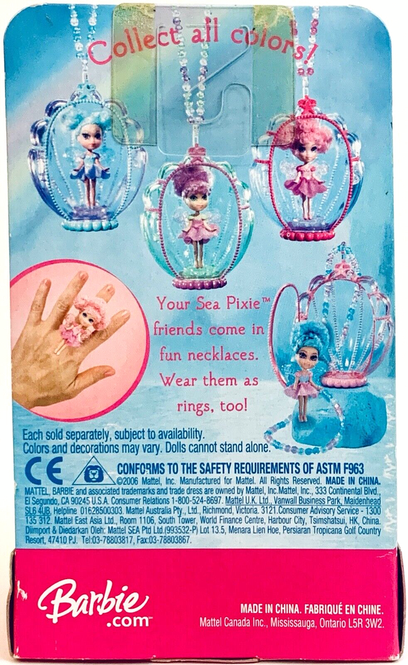 Mattel 2006 Barbie Fairytopia Mermaidia Sea Pixie 2.5" Doll Necklace ...