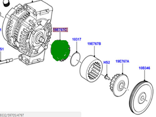 GENUINE LAND ROVER ALTERNATOR SHAFT REAR COUPLING LR2 3.2L PETROL OEM ...