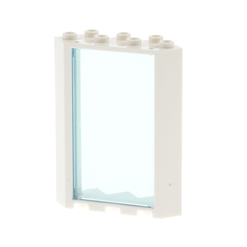 1x LEGO Window Frame 4x4x6 White Corner Window Transparent Blue Door ...