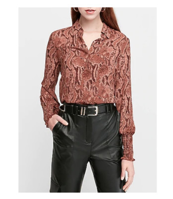 Express Snakeskin Print Smocked Cuff Shirt New With Tags!!!! | eBay