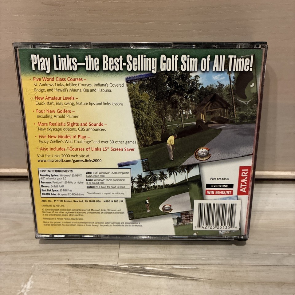 Links LS 2000, Atari PC CD-Rom WIN 95/98/NT GOLF SIM Windows Atari ...