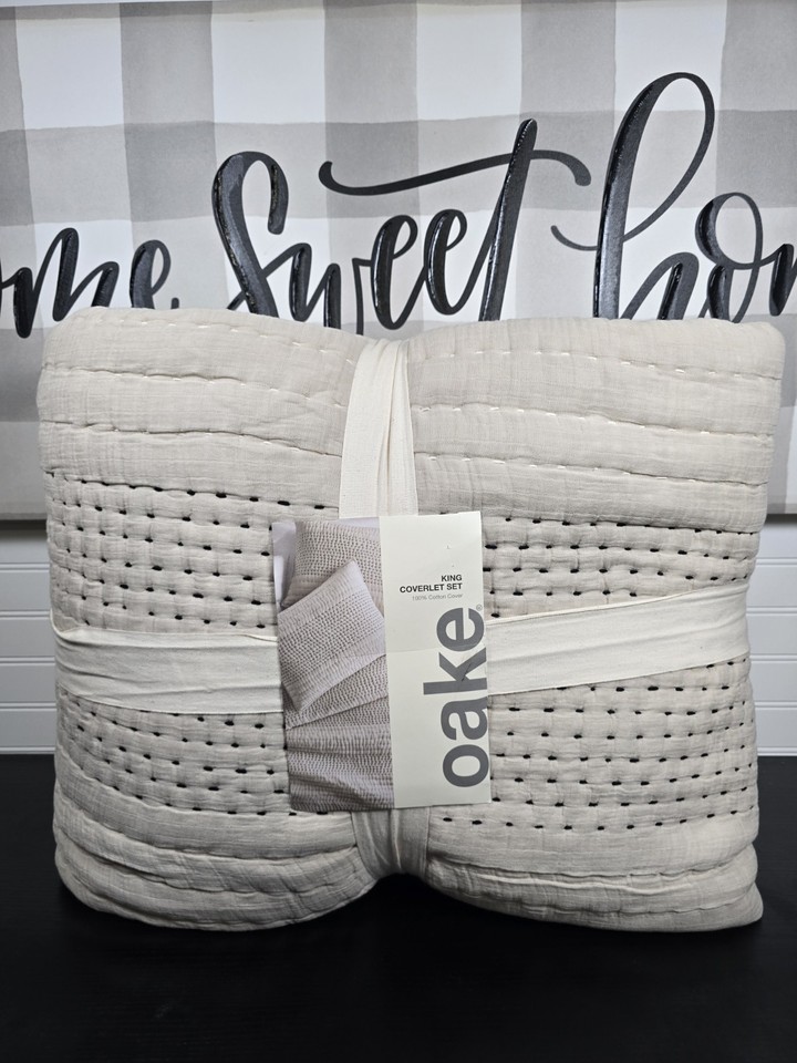 Oake Pick Stitch 3-Pc. Coverlet Set, King | eBay