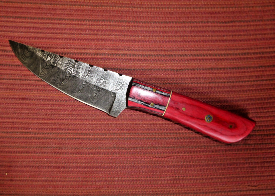 CUSTOM HANDMADE FORGED DAMASCUS STEEL HUNTING FIXED BLADE KNIFE W ...