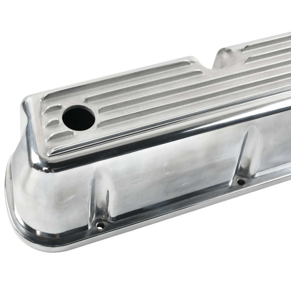 Full Finned Tall Polished Alum Valve Covers for Small Block Ford SBF ...