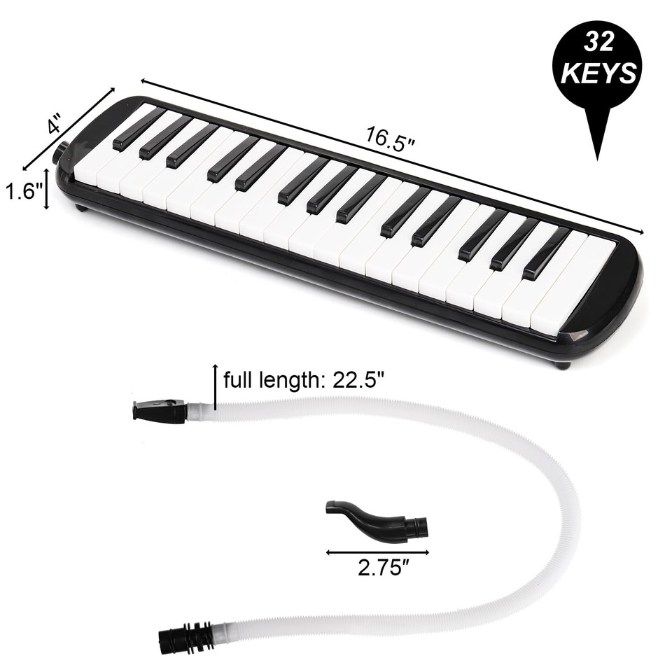 Tosnail 32 Key Melodica with Carrying Bag, Double Tubes Mouthpieces ...