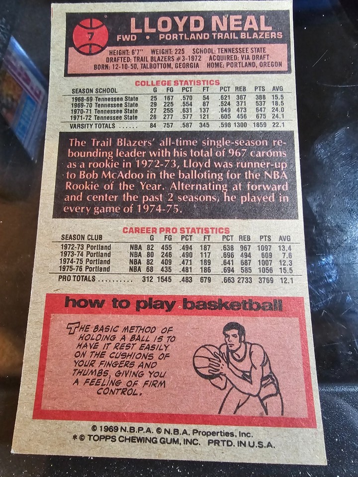 1976-77 Topps - #7 Lloyd Neal | eBay
