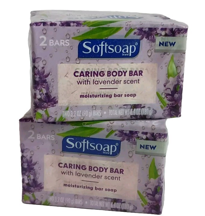 4 Bars Softsoap Caring Body Bar Lavender Scent Moisturizing Soap 3.2 Oz ...