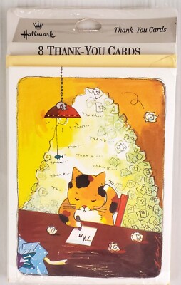 Vintage Hallmark Cat Writing Thank You Cards - Thanks A Heap (Inside ...