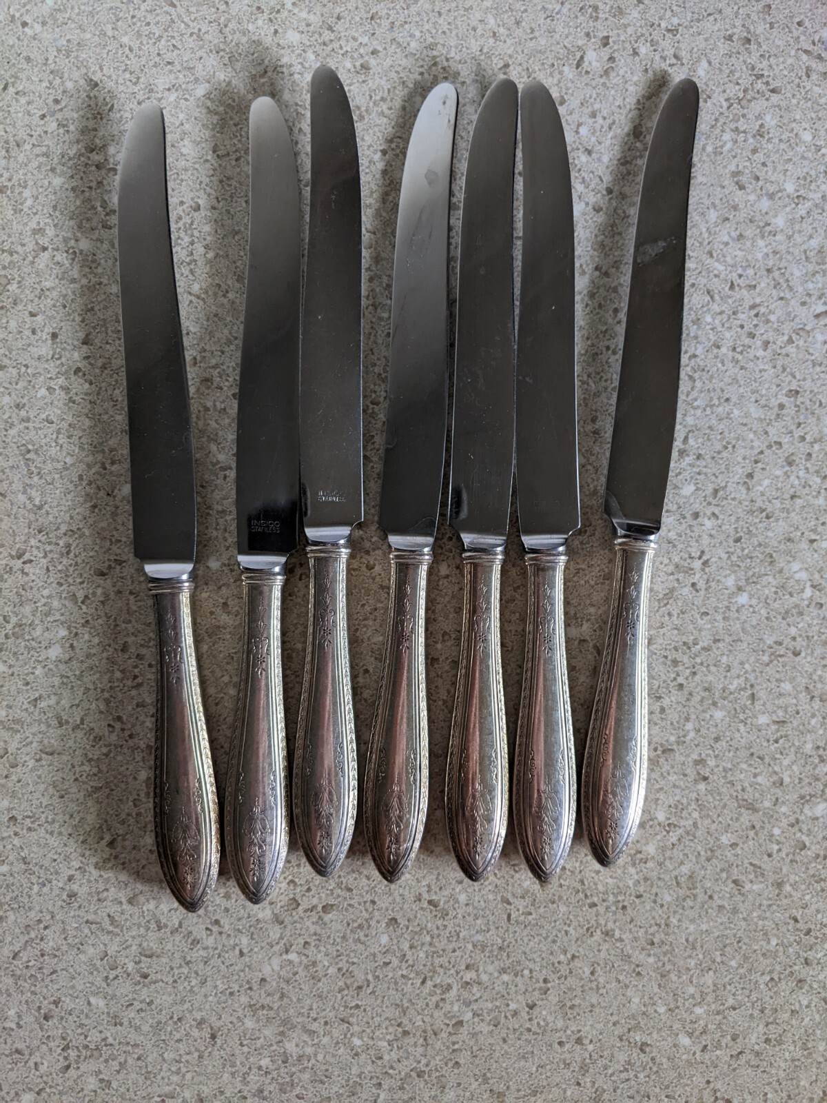 7 pcs INSICO Dinner Knives Stainless Flatware Vintage Lot | eBay